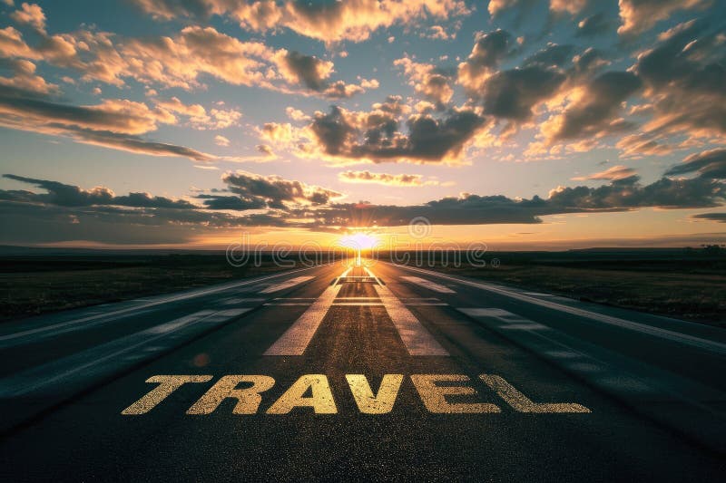 Path To Adventure: Bright Travel Runway Scene. Stock Illustration ...