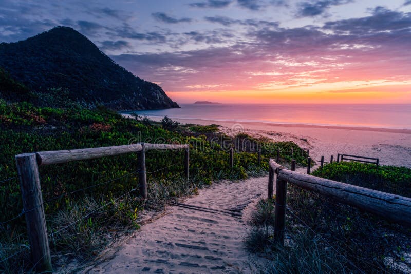Path To Beach and Beautiful Sunrise Australia Stock Photo - Image of ...