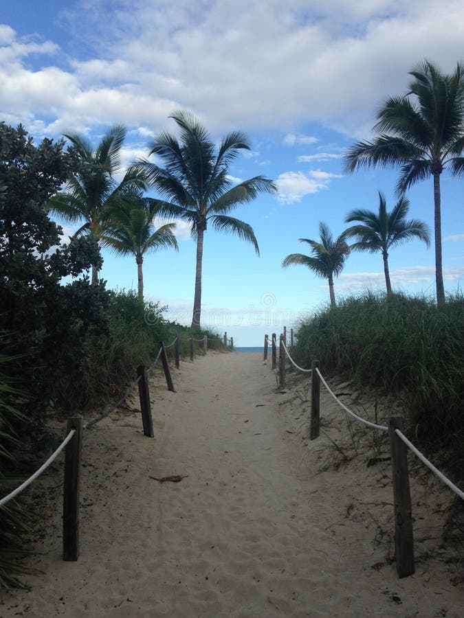 Path To Beach through Sand Dunes at South Beach in Miami. Stock Image ...