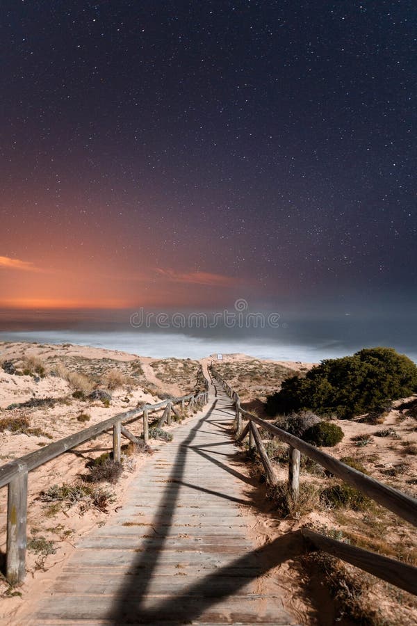 Path To the Beach with Starry Sky Editorial Image - Image of cosmos ...