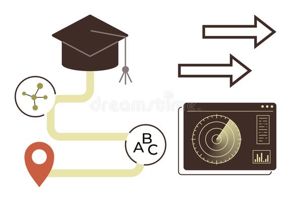 Path To Education with Analytics and Directional Guidance in Learning Journey Stock Vector ...
