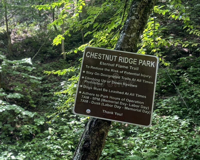 A Sign for Chestnut Ridge Park Stock Image - Image of sign, path: 284198769