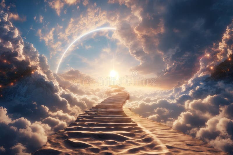 Stairway To Heaven in Glory Gates of Paradise Meeting. Ai Generative ...