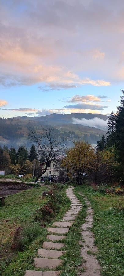 Path To the House in the Mountain Village Stock Photo - Image of autumn ...