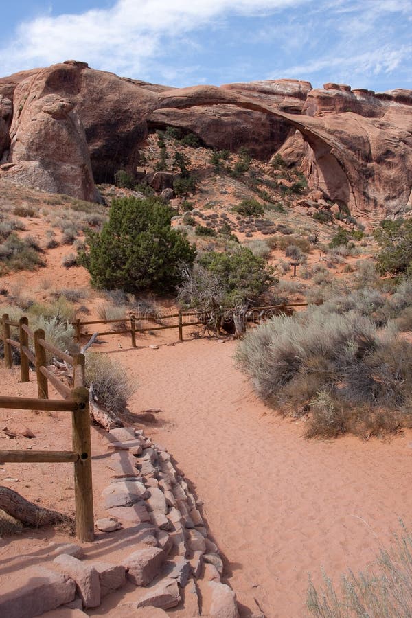 Path to Landscape Arch stock image. Image of desert, sand - 11241947