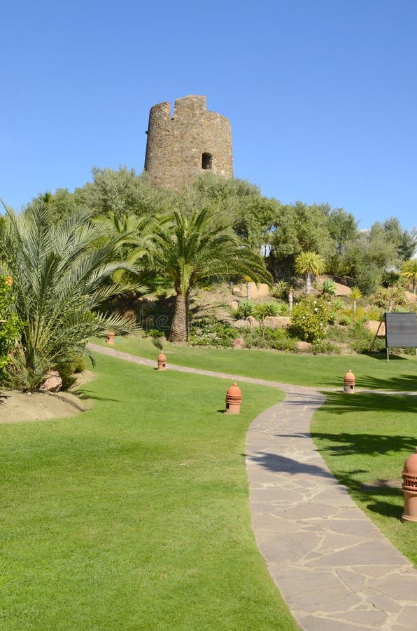 Path to little castle stock photo. Image of stone, palm - 27125996