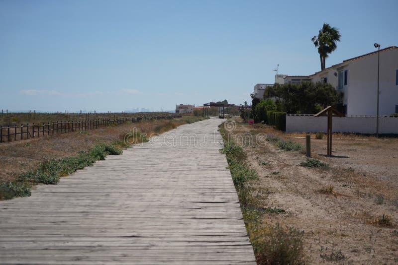 Path To the Mediterranean Beach with Sunshine and Sky Stock Image ...