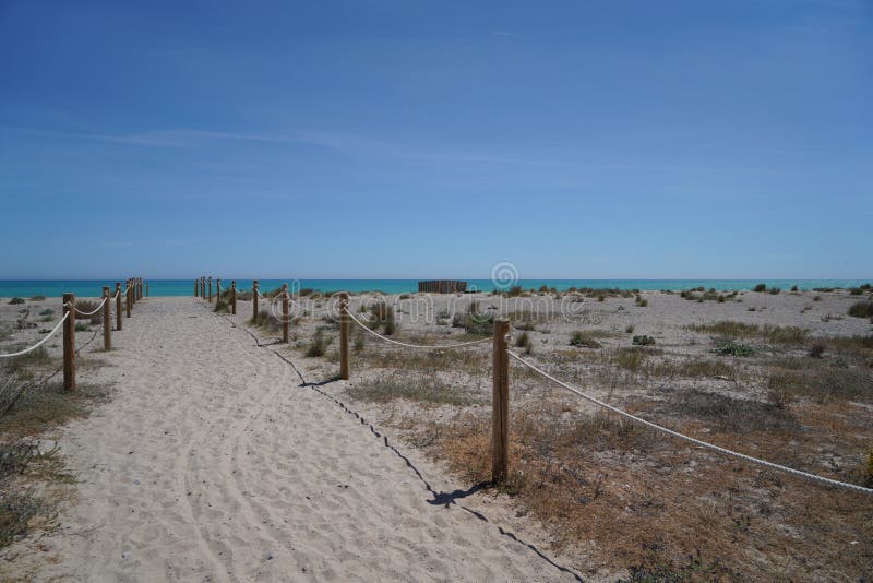 Path To the Mediterranean Beach with Sunshine and Sky Stock Image ...