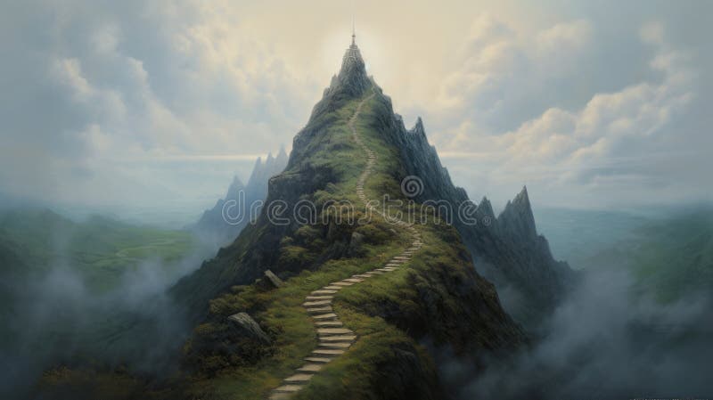 Path To Mountain Top. Generative AI Stock Illustration - Illustration ...