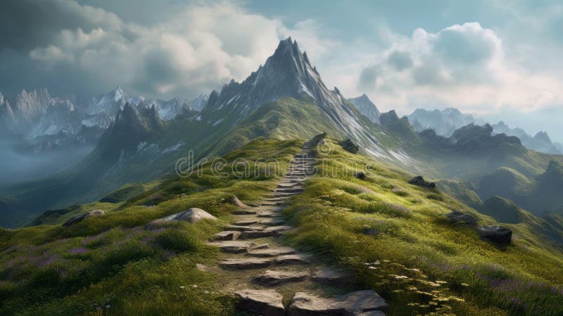 Outdoors Hiking Mountain Pathway Stock Illustrations – 159 Outdoors ...