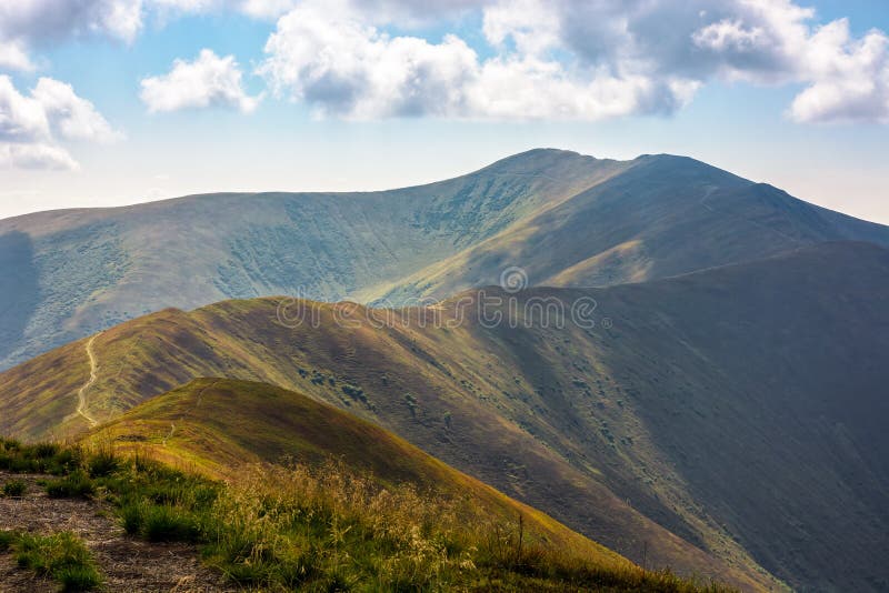 Path to the mountain top stock photo. Image of grass - 76091226