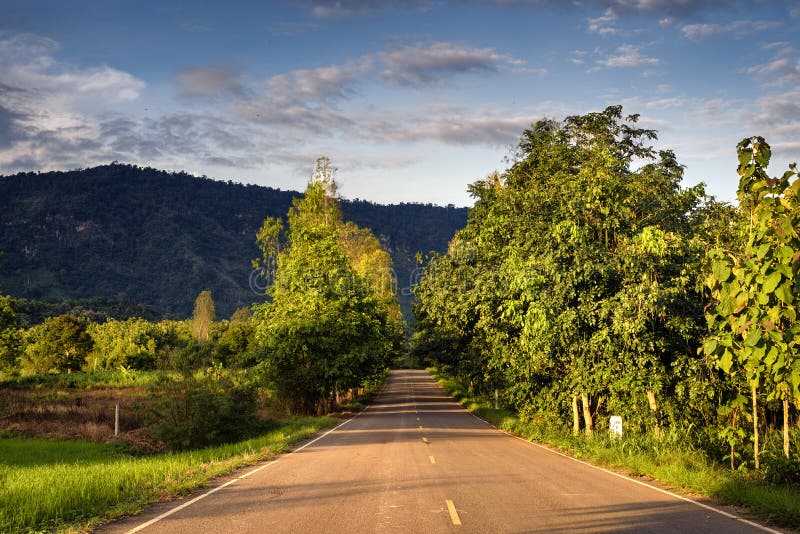 The Way To the Village with Nature Along the Way. Stock Image - Image ...