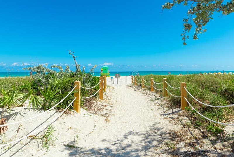 Path To the Ocean in Miami Beach Stock Image - Image of coastline ...