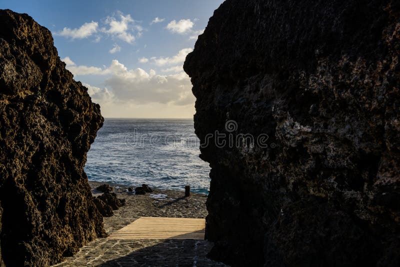 Path To the Ocean between the Rocks Stock Photo - Image of panorama ...