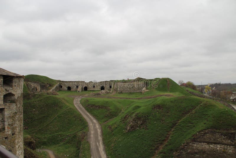 Path To the Old Stone Castle in the Meadow Stock Image - Image of ...