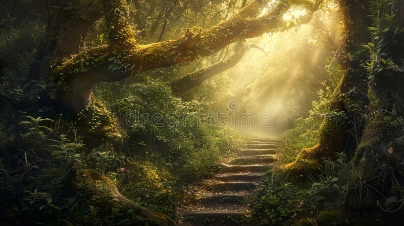 A Path To the Secret Forest Stock Illustration - Illustration of weird ...