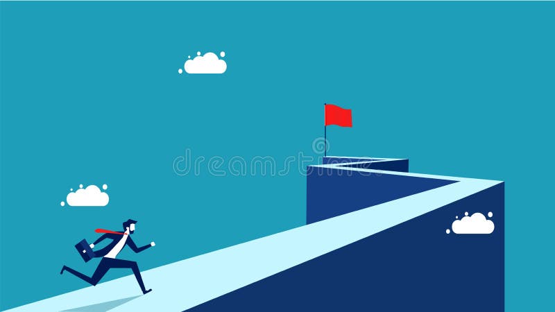 The Path To Success. Businessman Rushing To the Red Flag Stock Vector ...