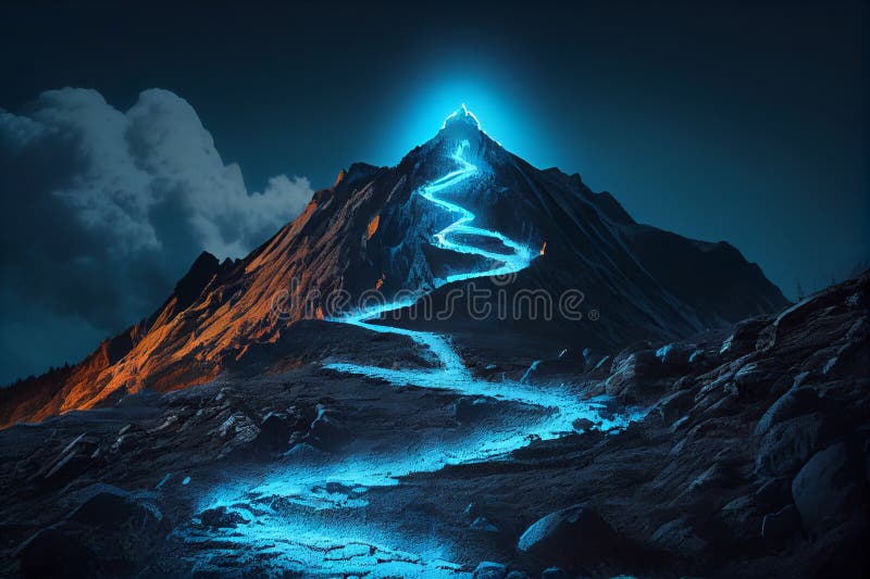 Path To Success Concept, with Glowing Blue Light Path Going Up the ...