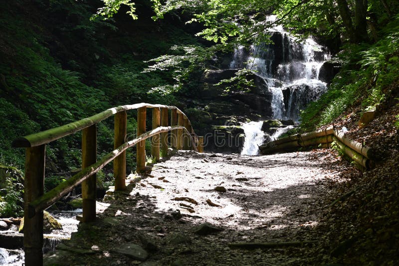 Path to the waterfall stock image. Image of stone, environment - 250474819