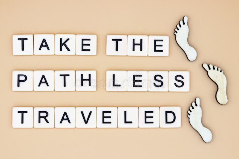 The Path less Traveled in Letters and Footsteps Stock Image - Image of ...