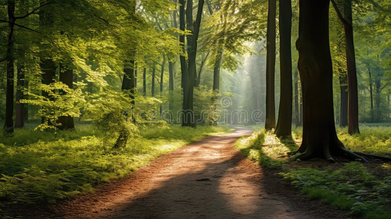 Path tree sunlight stock image. Image of beauty, sunlight - 372899005