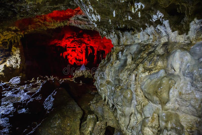 Path or Tunnel Inside an Ancient Beautiful Cave and a Dungeon with a ...