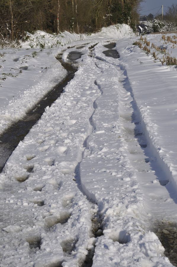 Path Under the Snow in Brittany Stock Image - Image of outdoors, frost ...