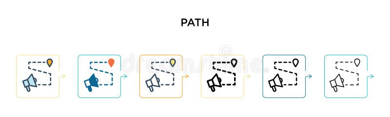 Path Vector Icon in 6 Different Modern Styles. Black, Two Colored Path ...