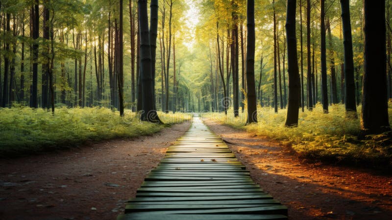 A Path Walkway through Forest Stock Illustration - Illustration of ...