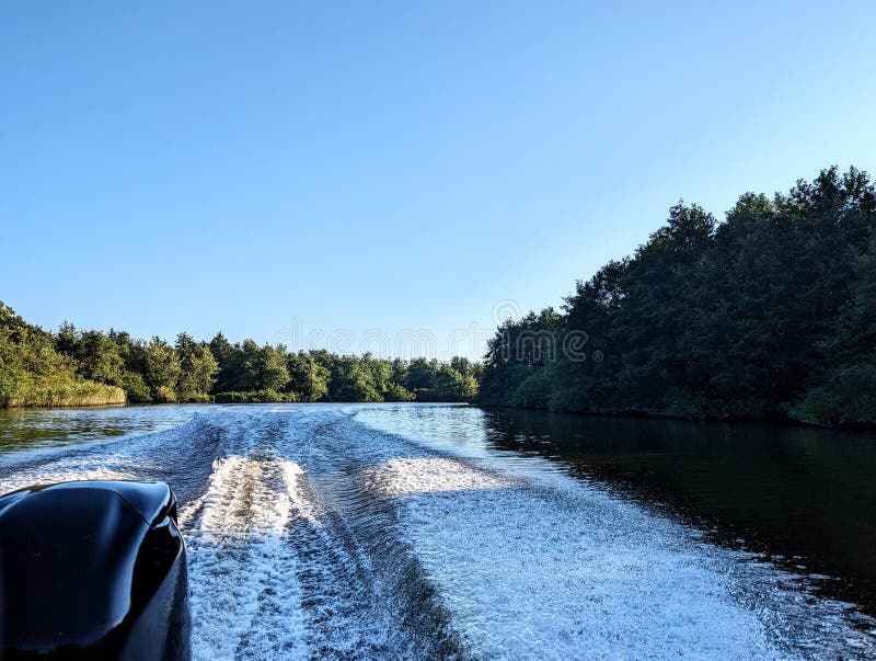 Path on the Water Behind the Stern of the Boat from the Engine Stock ...