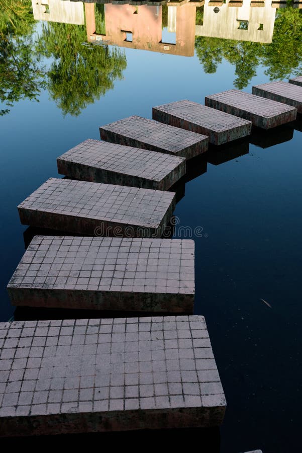 Path on water stock photo. Image of bridge, blue, skyscraper - 97961314