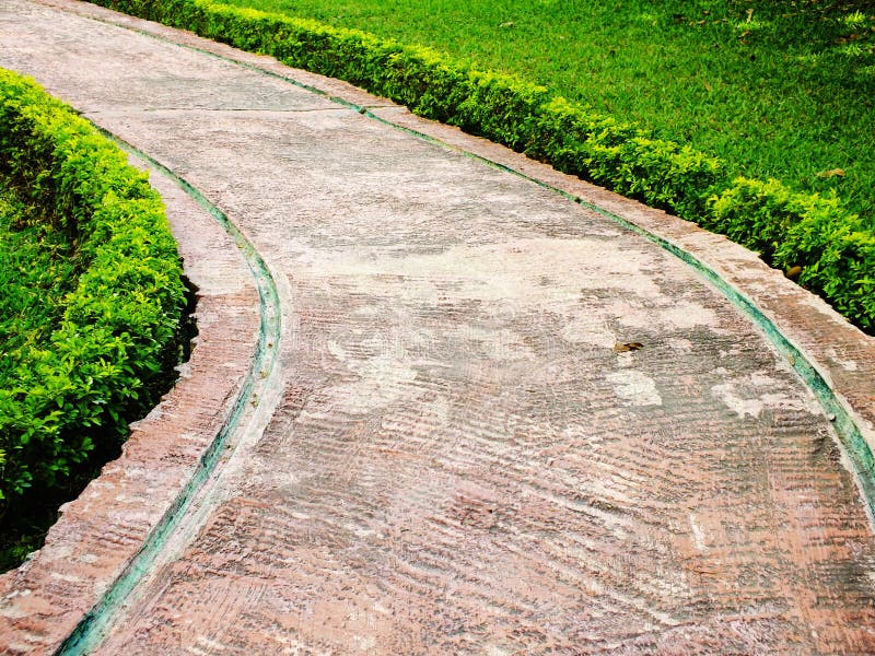 Path Way in Garden with Green Grass Background Stock Photo - Image of ...