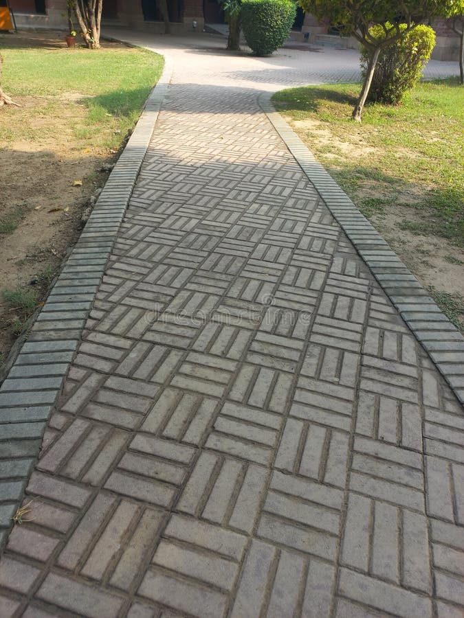 Path Way with Grass at Side Paths with Cross Pattern Stock Photo ...