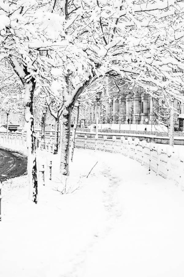 Path Way Made by People Walking Thru the Snow in the Morning. Path in ...