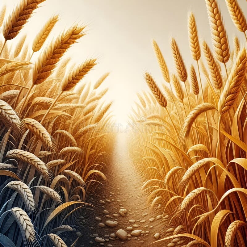 Path through the Wheatfield. Stock Illustration - Illustration of ...