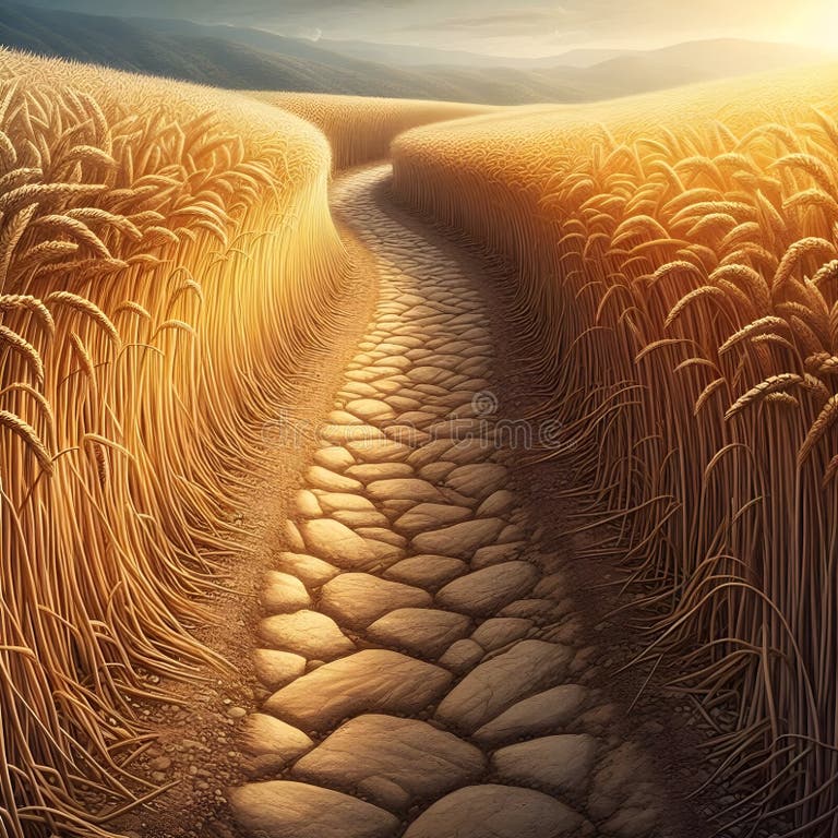 Path through the Wheatfield. Stock Illustration - Illustration of ...
