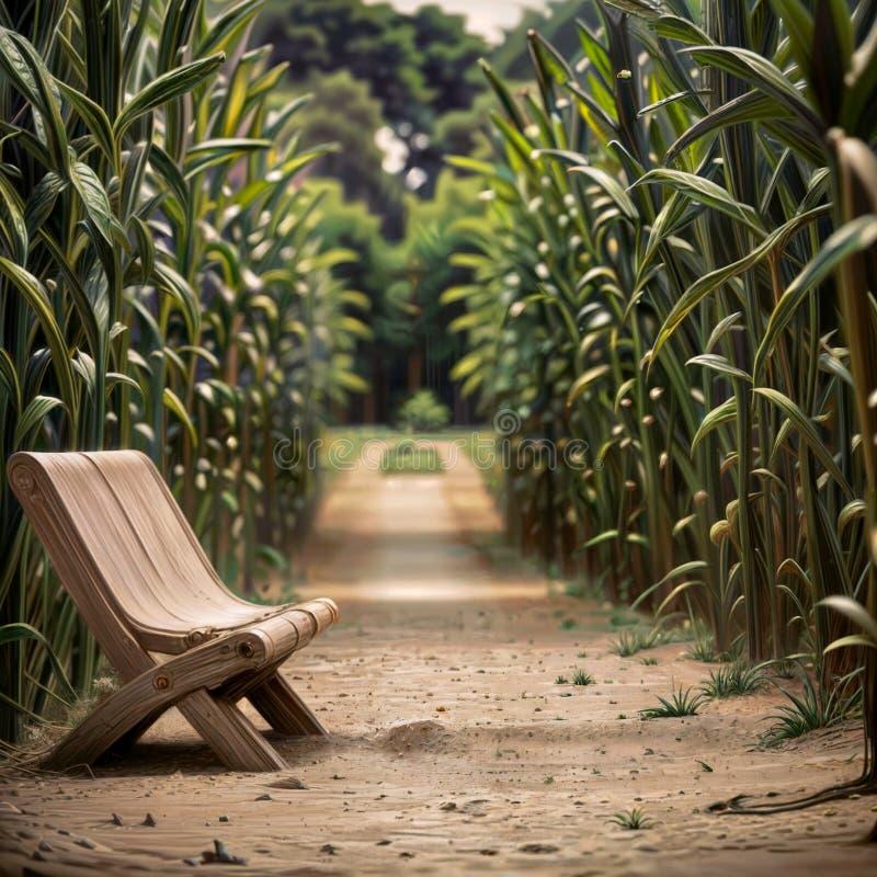 A Path Winding through a Field of Corn Leads To a Cozy Bench Set at the ...
