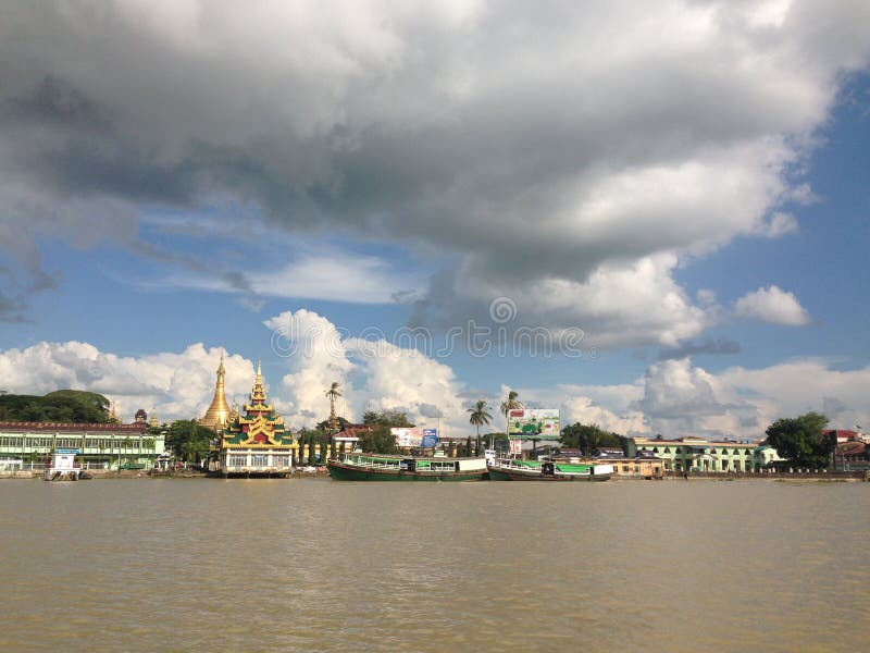 Pathein skyline editorial photo. Image of myanmar, pagoda - 73843706