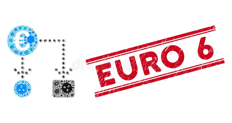 Pathogen Collage Euro Flow Chart Icon and Distress Euro 6 Seal with ...