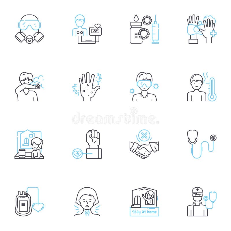 Pathogen Control Linear Icons Set. Disinfectant, Sanitation ...