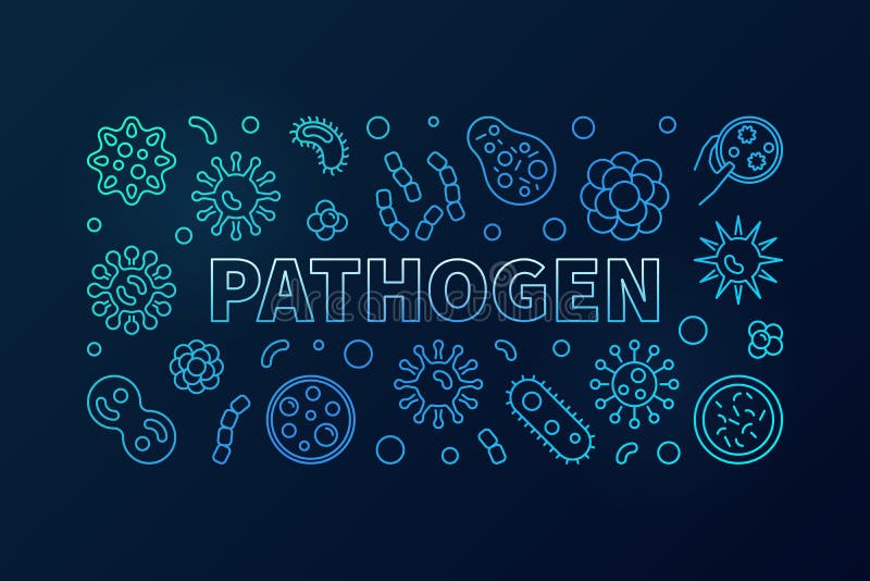 Pathogen Horizontal Blue Illustration. Vector Bacteria and Virus Stock ...