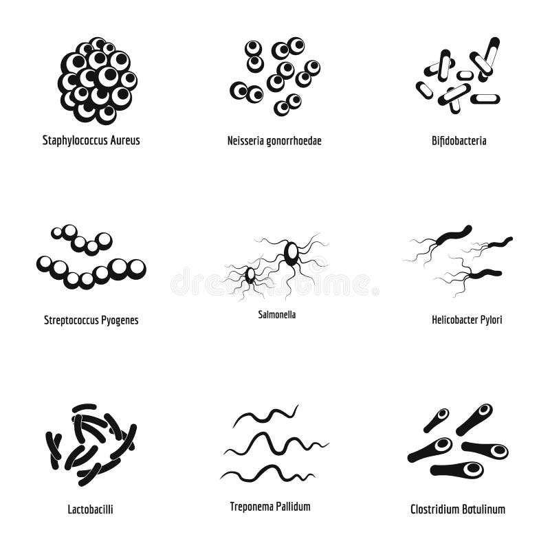 Pathogen Icons Set, Simple Style Stock Vector - Illustration of ...
