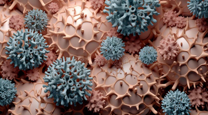 Pathogen Invasion Concept in Pink Hues Stock Illustration ...