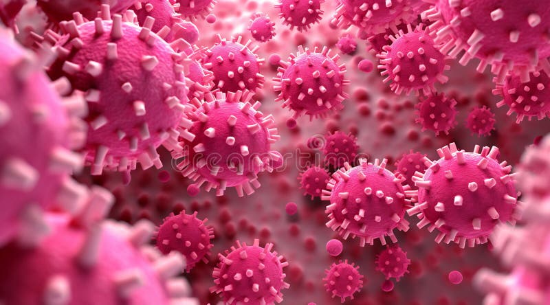 Pathogen Invasion Concept in Pink Hues Stock Illustration ...