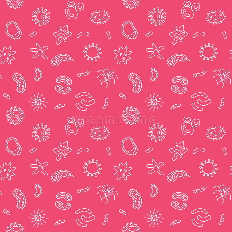 Pathogen Vector Red Seamless Pattern in Thin Line Style Stock Vector ...