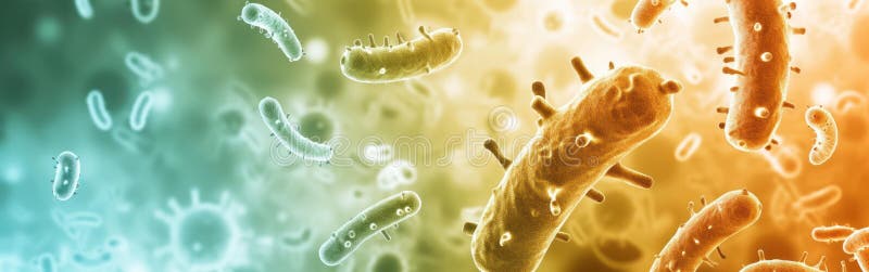 Pathogenic Cells on a Colored Background. Bacteria and Virus. Banner ...