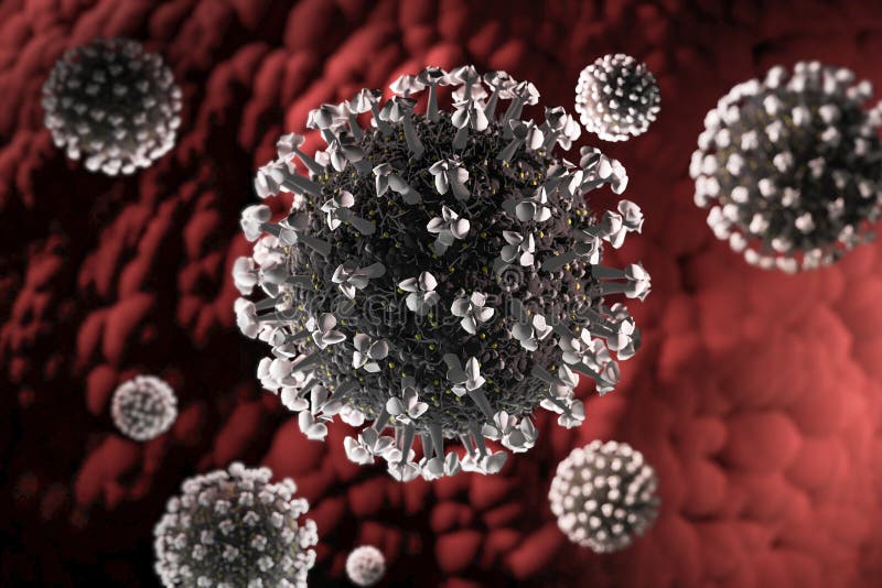 Pathogenic Viruses Close-up Under a Microscope. 3d Rendering. Stock ...