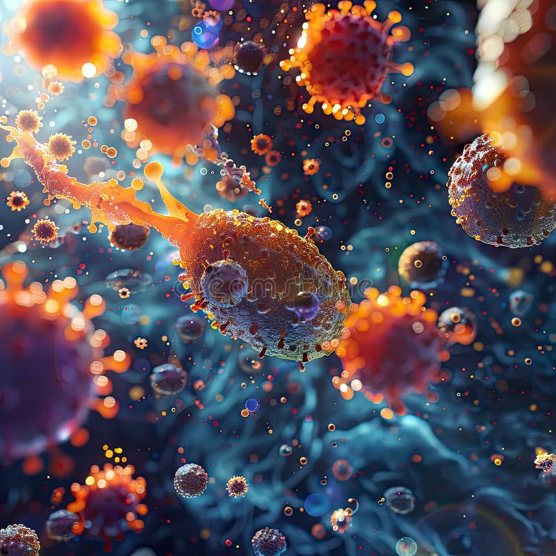 Pathogens Invading Human Cells. Close Up View Stock Illustration ...