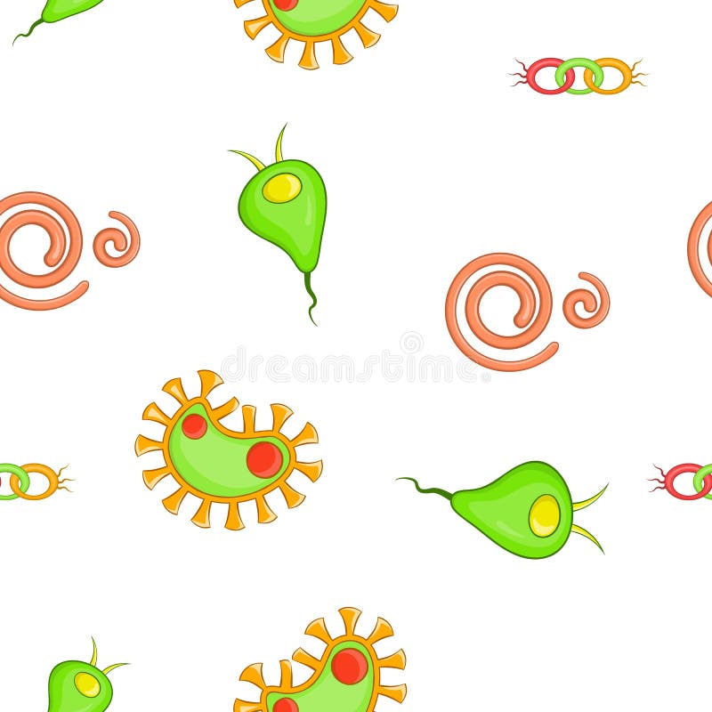 Pathogens Pattern, Cartoon Style Stock Illustration - Illustration of ...