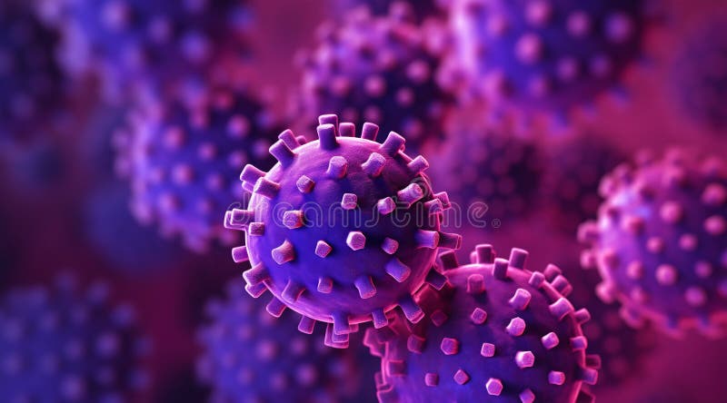 Pathogens in Purple: a 3D Microscopic Perspective Stock Illustration ...
